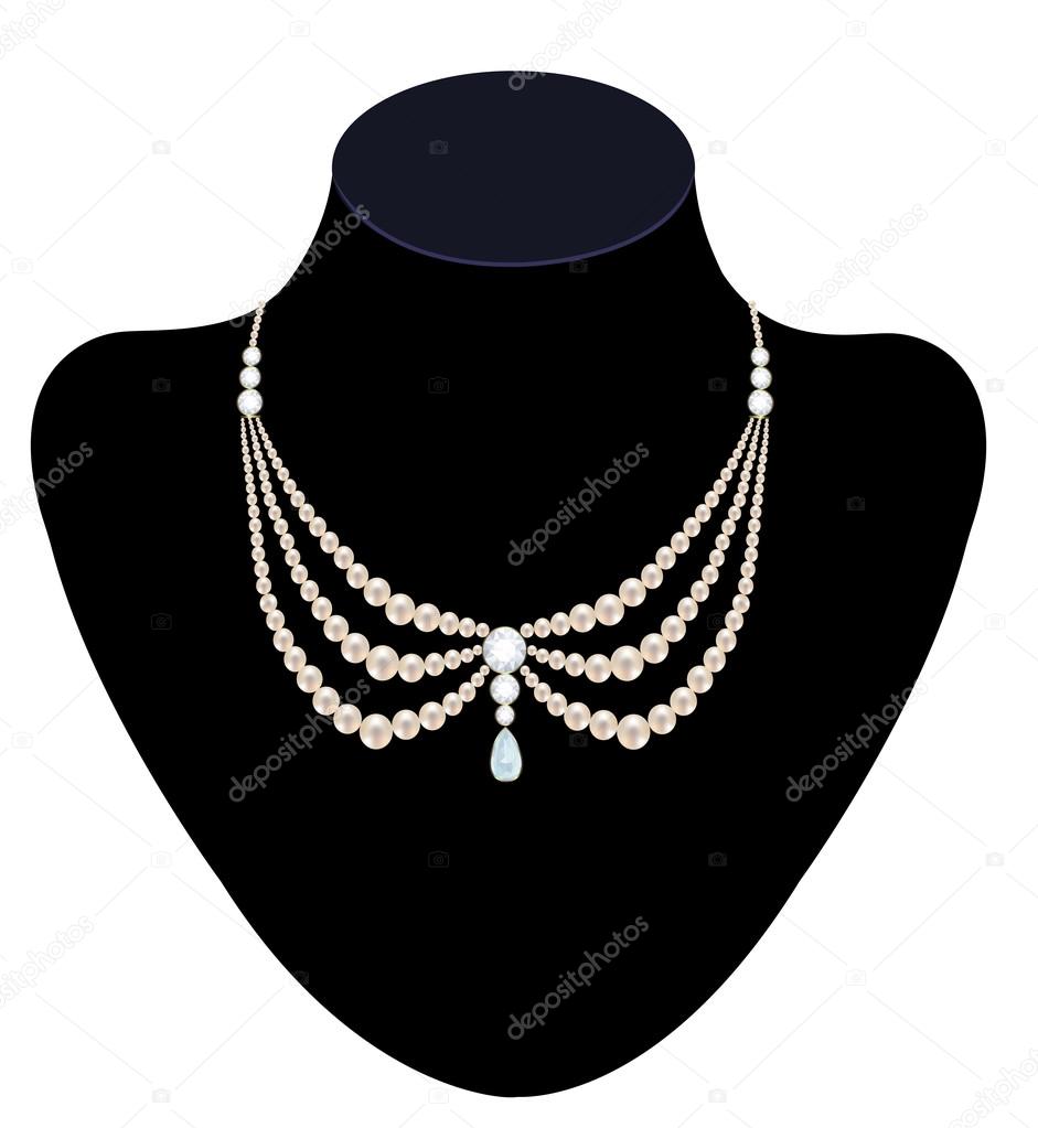 Collar de perlas con diamantes Vector de stock por ©tatiana54 48519567