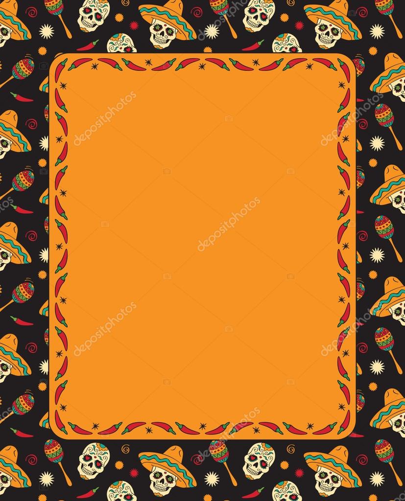 Frame with mexican skull in sombrero Stock Vector by ©rvvlada 32478863