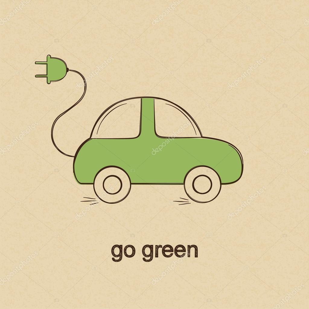 Eco friendly car drawing | Eco friendly car doodle drawing — Stock ...