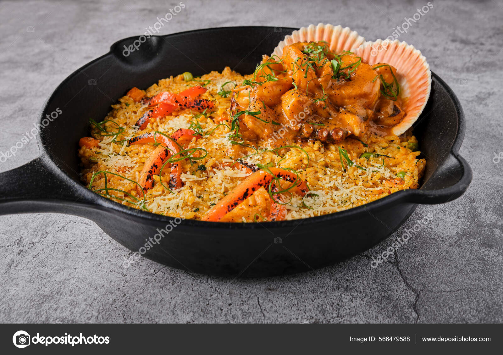 PERUVIAN FOOD: Rice with seafood. Arroz con Mariscos, food served in ...