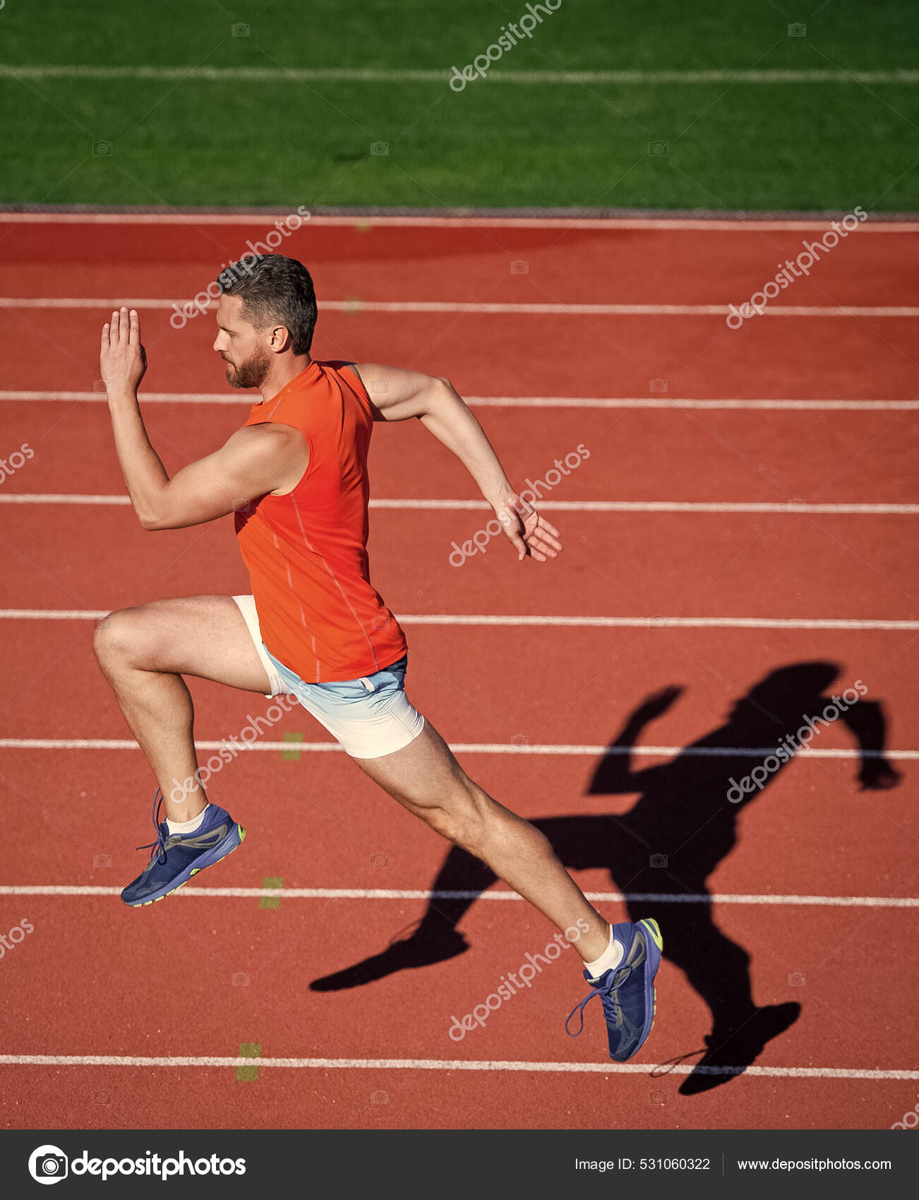 Best cardio ever. muscular man in motion. athletic man compete in ...