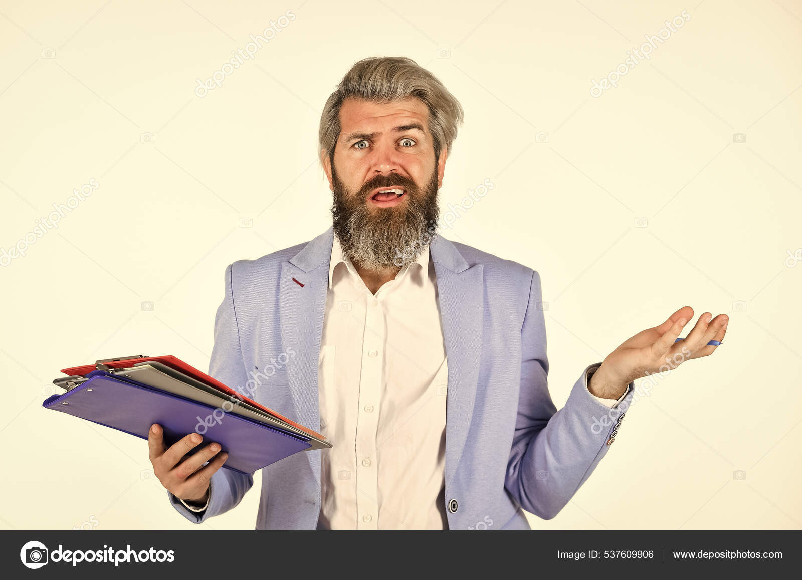 Control everything. Businessman with document. Inspecting. Control ...