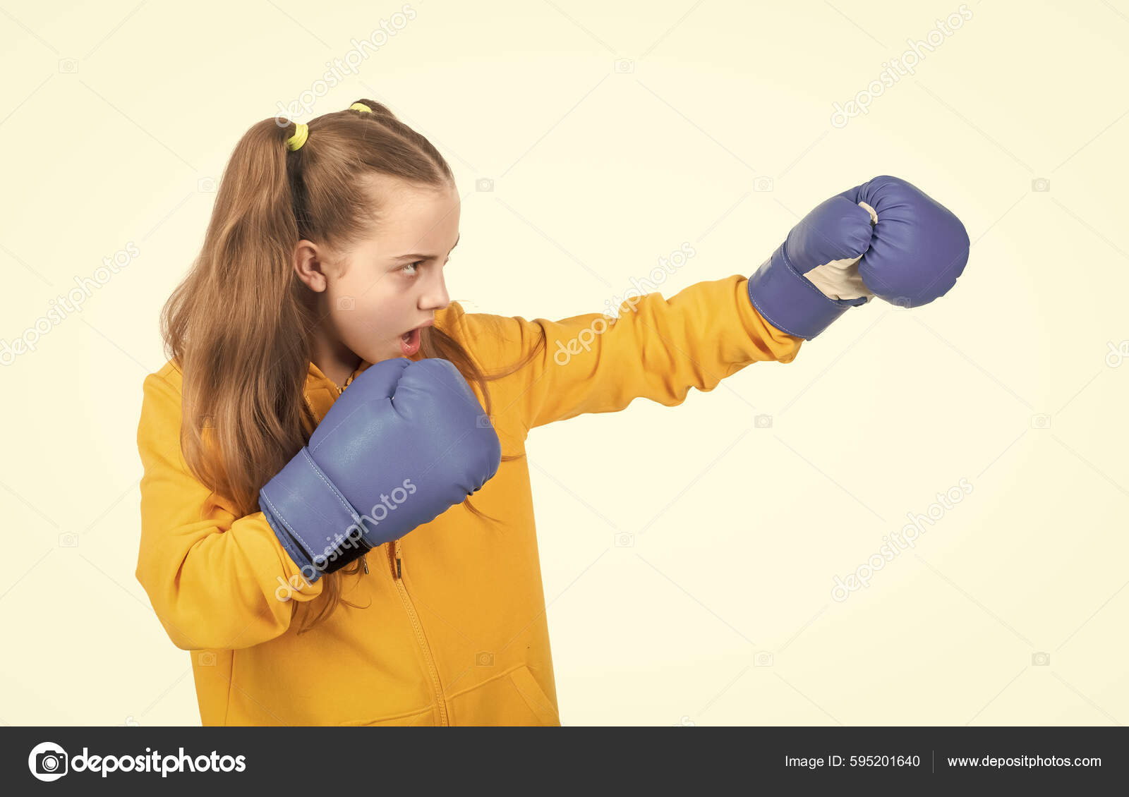 Angry Attack Child Boxer Isolated White Background Sport Success Active ...