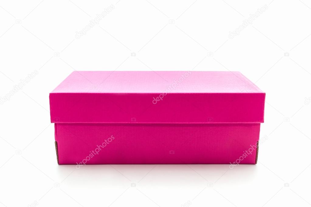 Pink shoe box on white background with clipping path. — Stock Photo ...