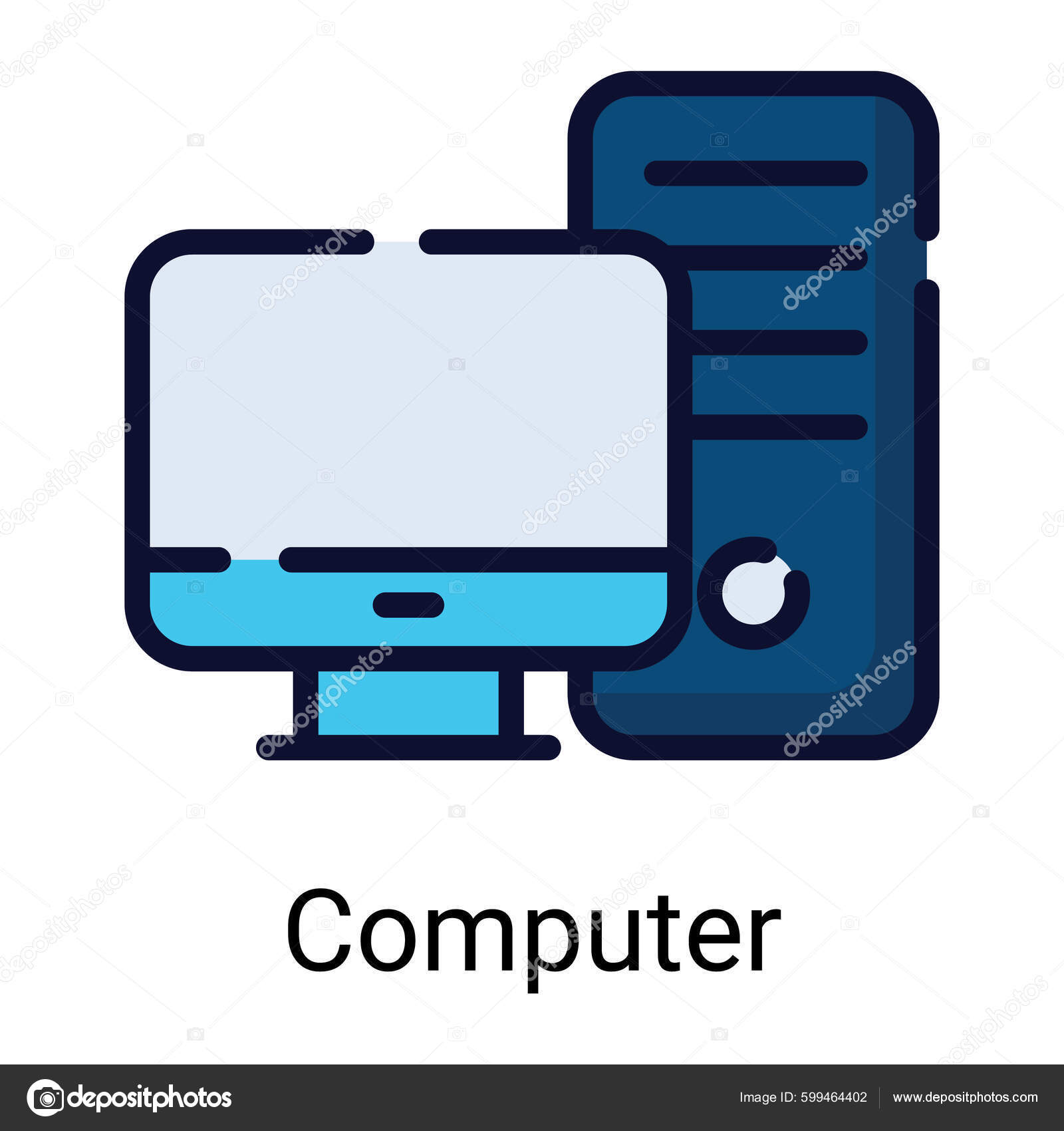 Cpu Computer Color Line Icon Isolated White Background Stock Vector ...