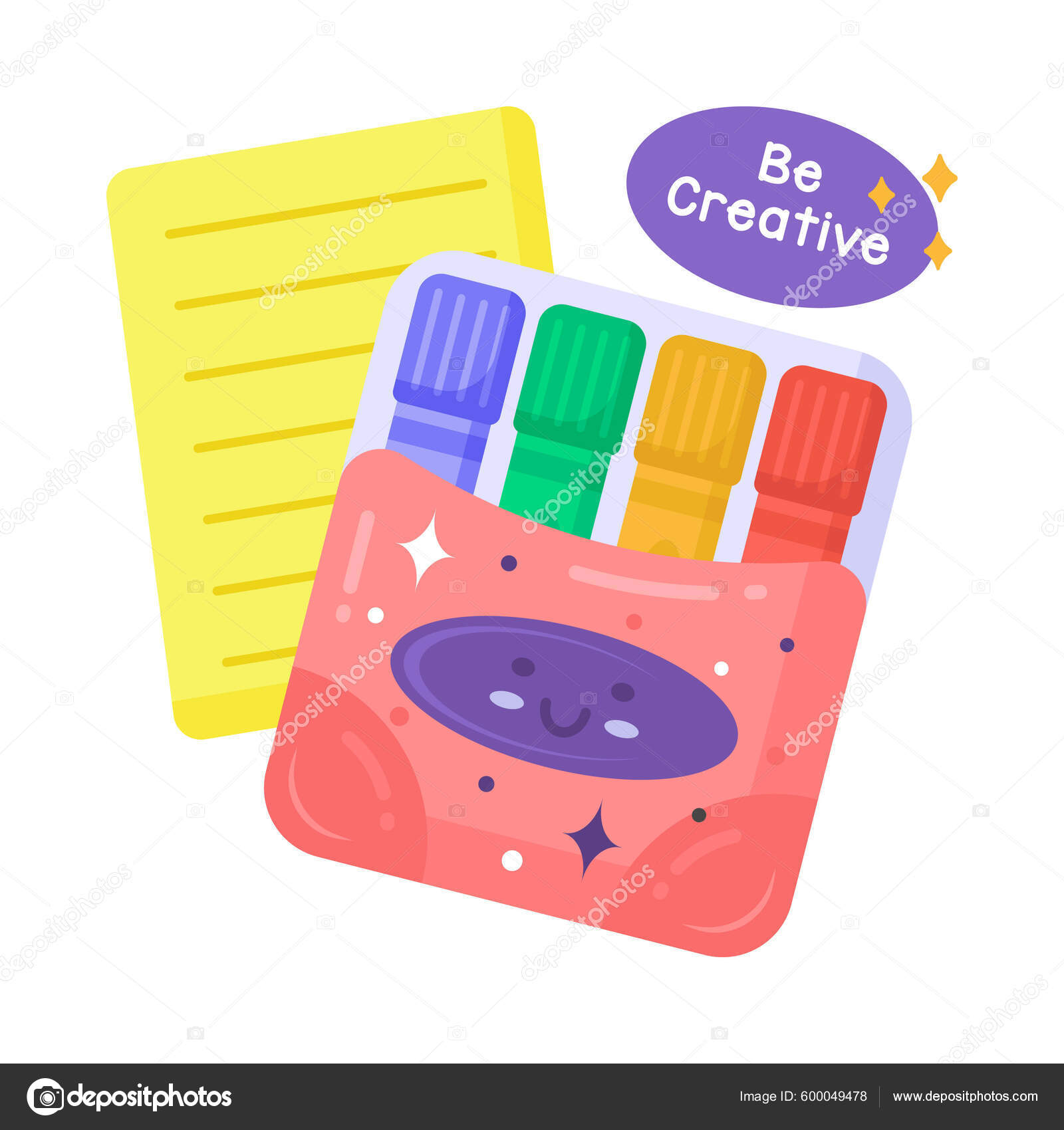Crayons Vector Sticker Education Modern Simple Flat Design Isolated ...