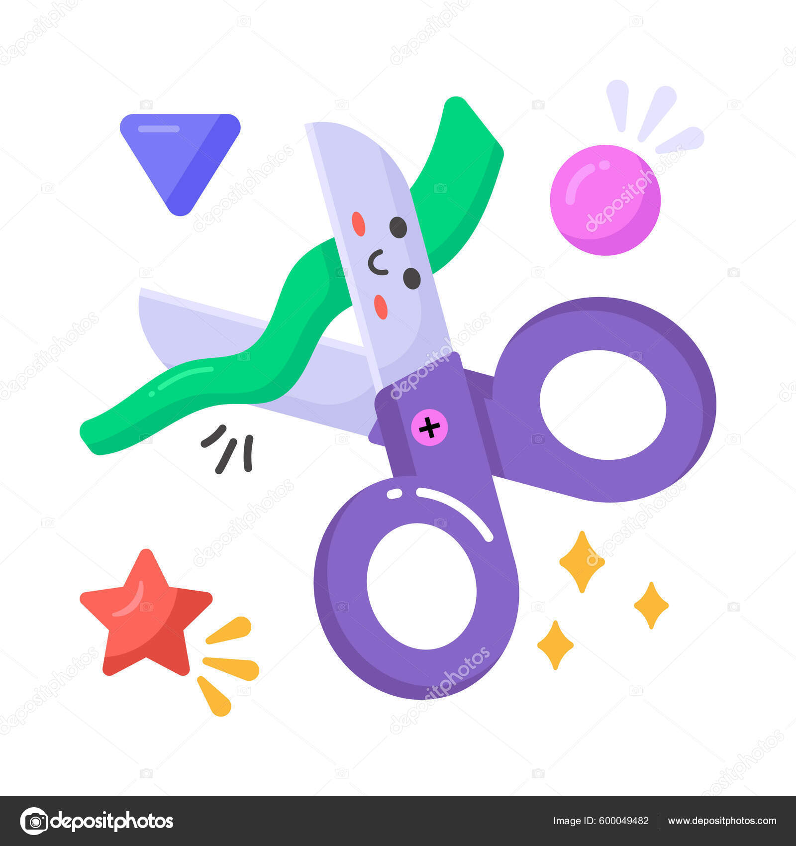 Scissor Vector Sticker Education Modern Simple Flat Design Isolated ...