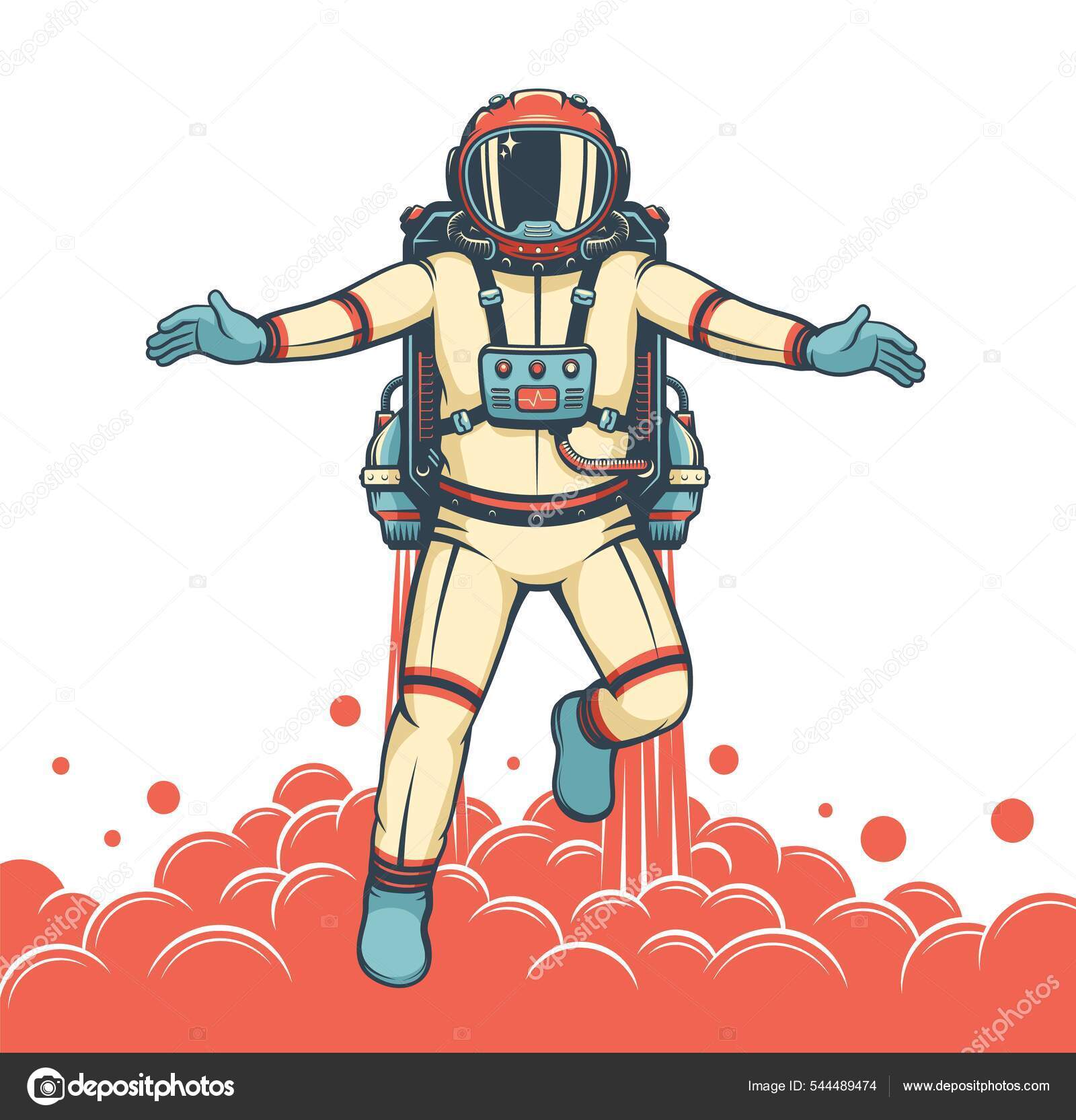Astronaut with jetpack takes off Stock Vector Image by ©Agor20122 ...