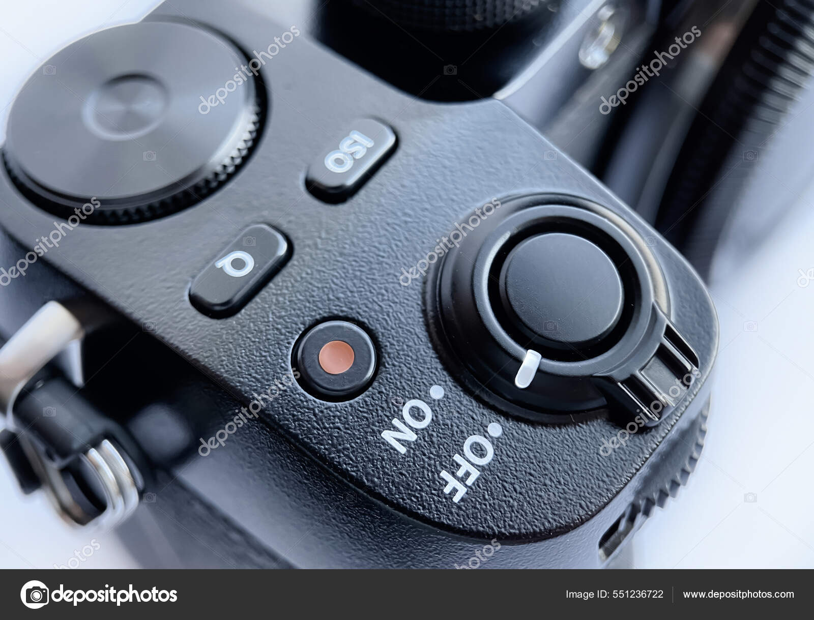 Close-up of the cameras shutter lever, iso sensitivity selection ...