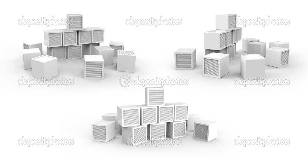 Toys white blocks cubes Isolated on White Background. Easy editable for ...