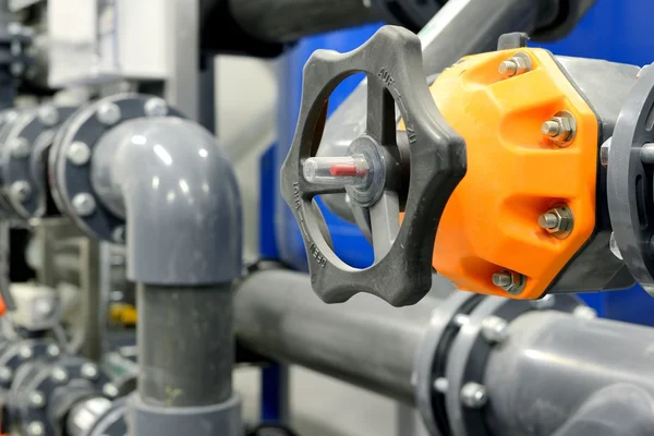 New plastic pipes in industrial boiler room Stock Photo by ©alex ...