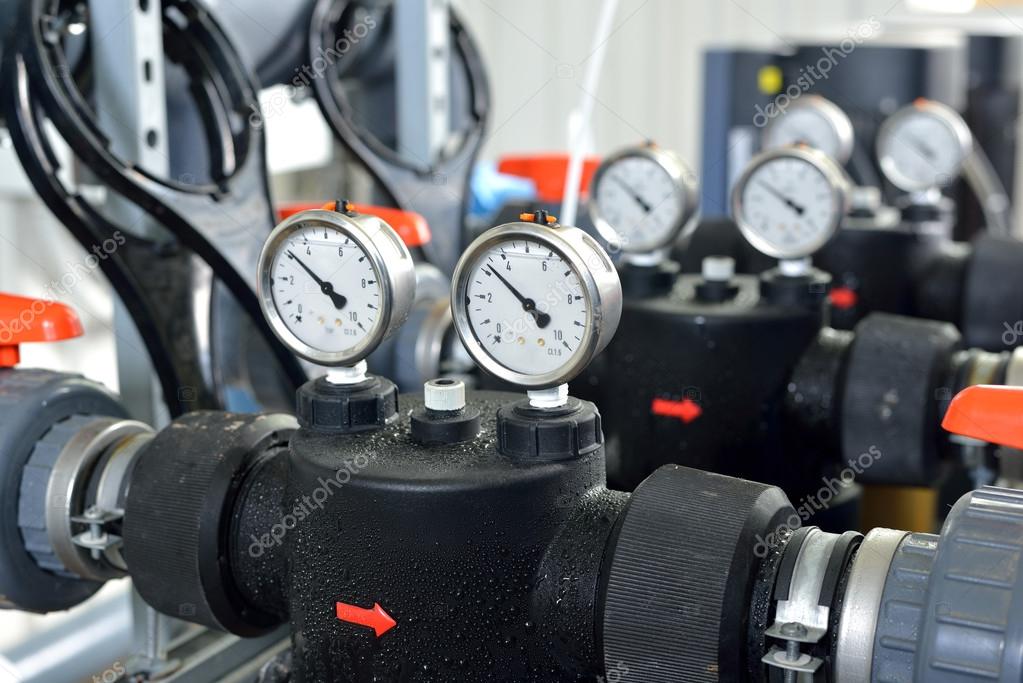 Industrial barometer in boiler room — Stock Photo © alex.stemmer #32832121