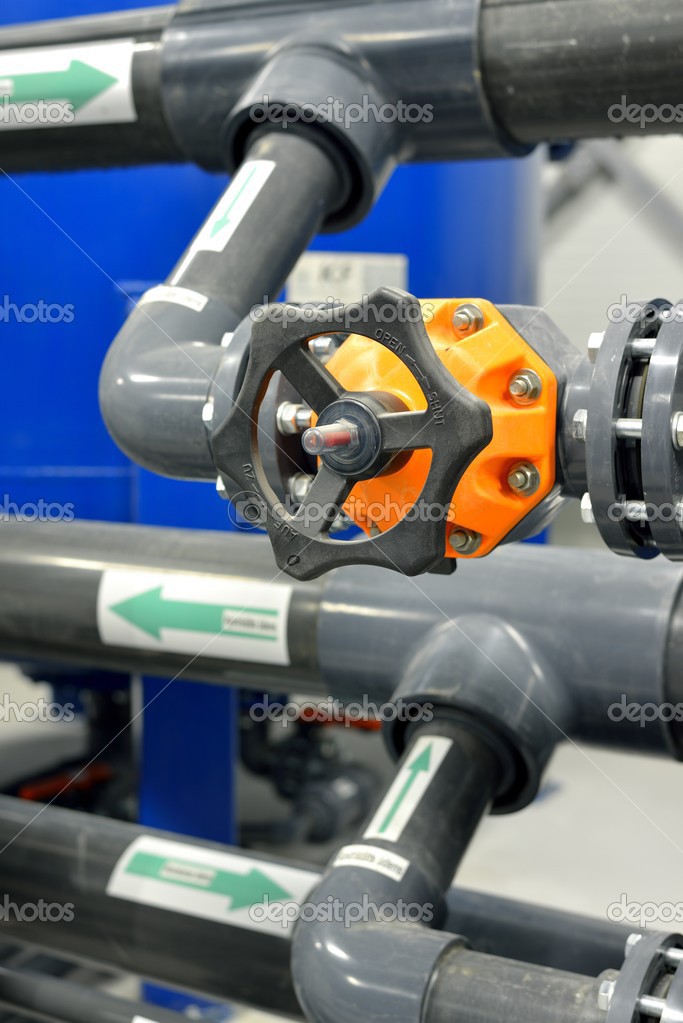 New plastic pipes in industrial boiler room — Stock Photo © alex ...