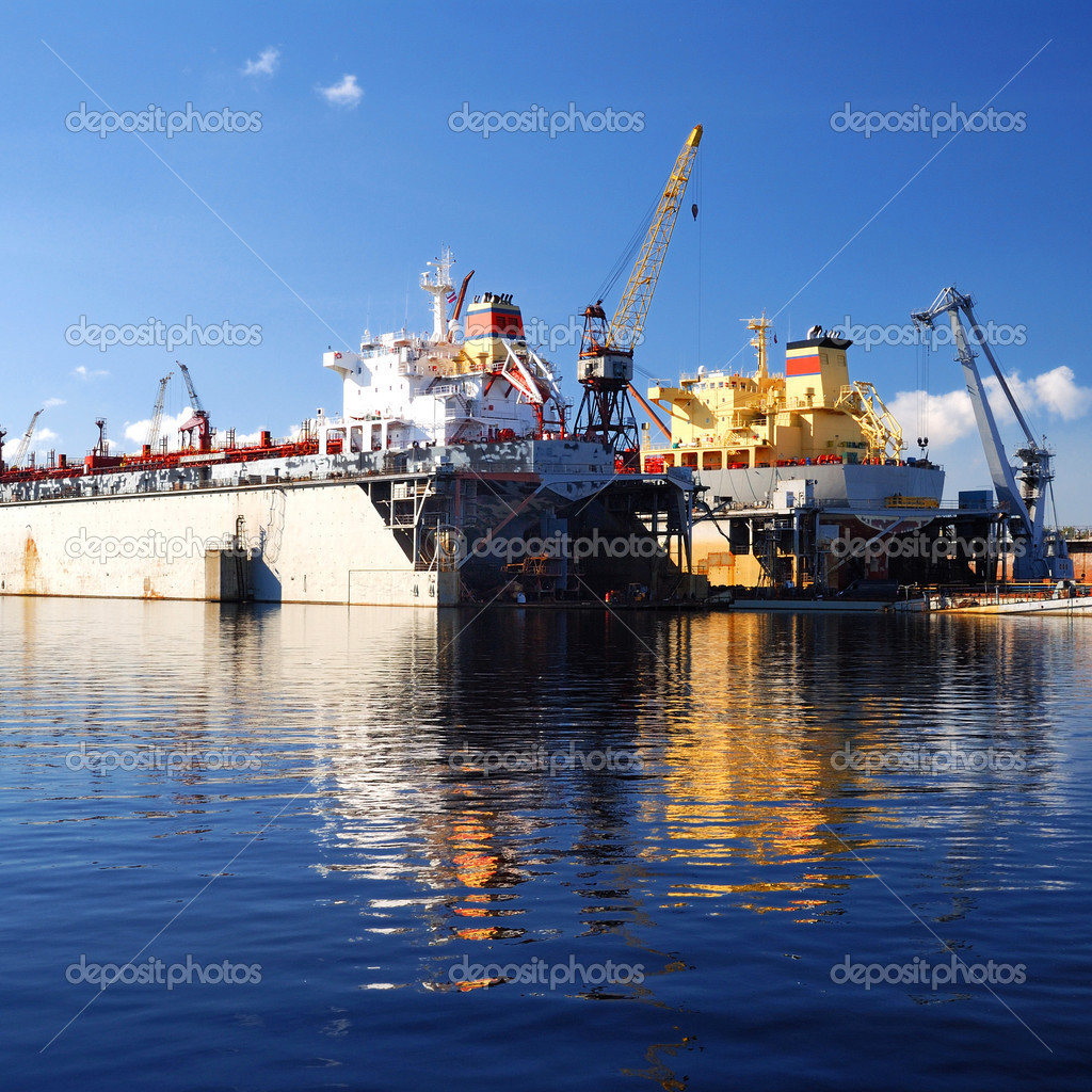 Ships in shipyard docks Stock Photo by ©alex.stemmer 32837249