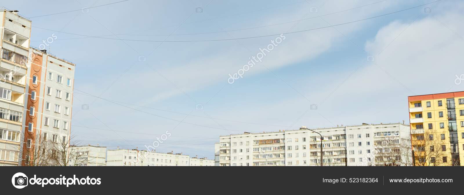 Soviet Era Block Panel Houses Cloudy Blue Sky Dramatic Cloudscape Stock ...