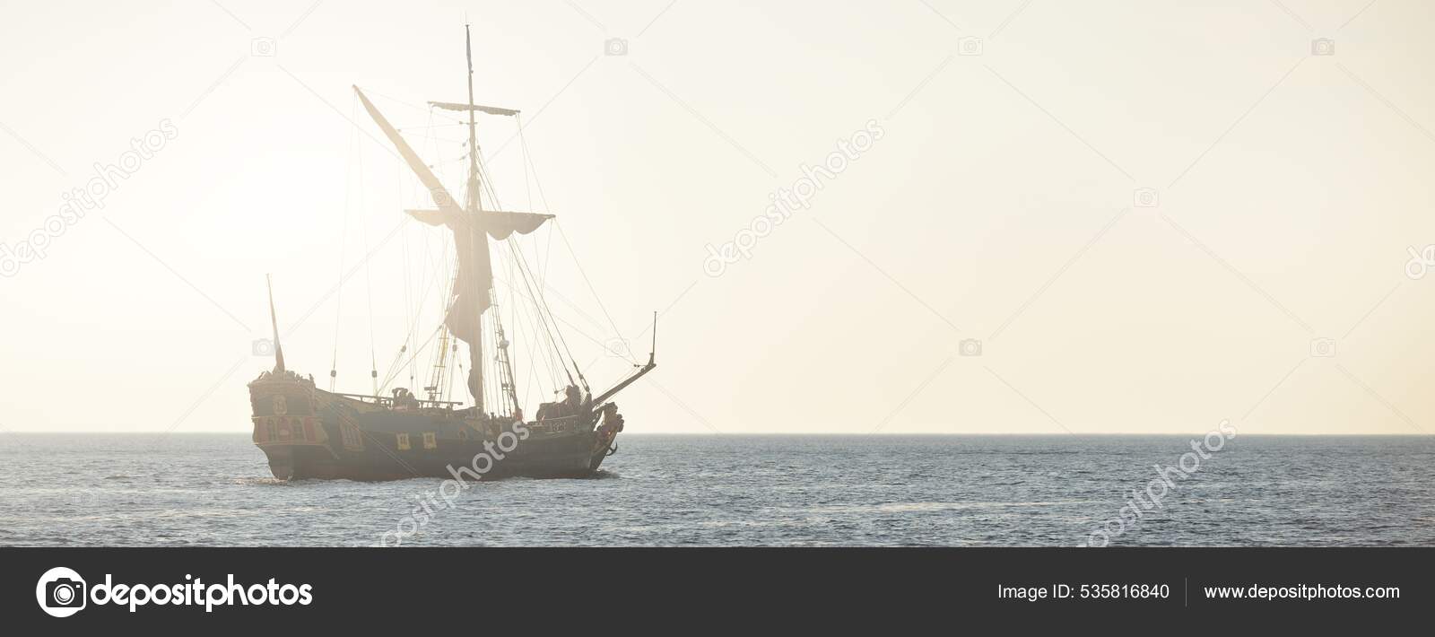 18Th Century Sailing Yacht Open Sea Sunset Close Holland Old — Stock ...