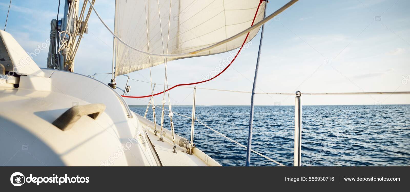 White Sloop Rigged Yacht Sailing Baltic Sea Clear Sky View — Stock ...