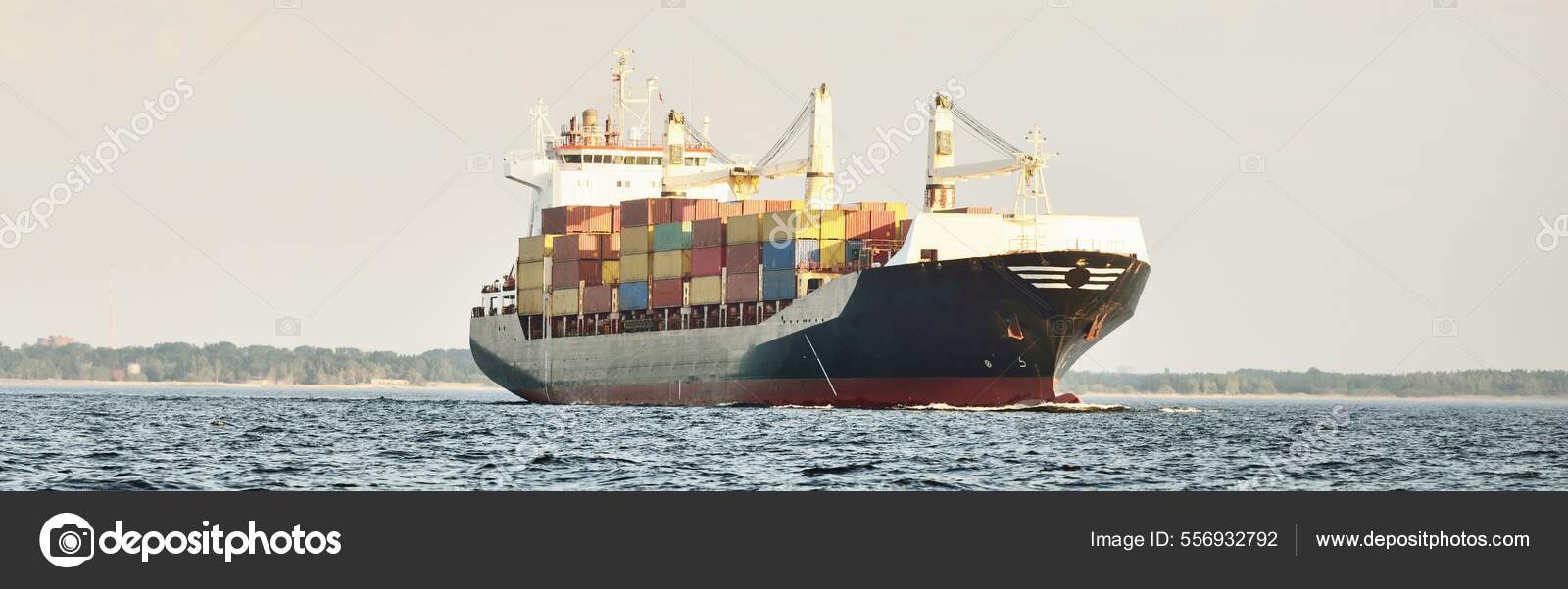 Large Cargo Container Ship Sailing Baltic Sea Concept Seascape ...