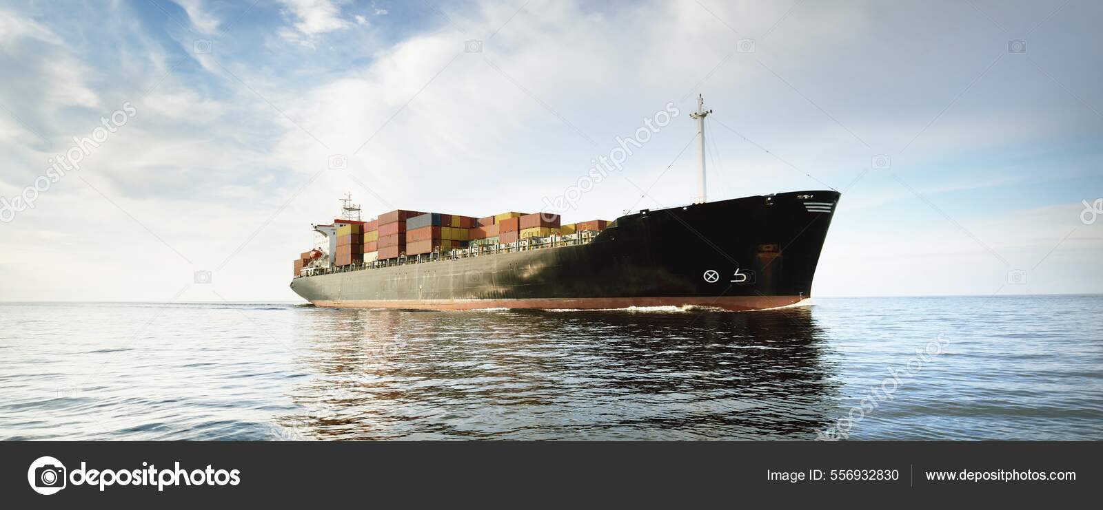 Large Cargo Container Ship Sailing Baltic Sea Concept Seascape ...
