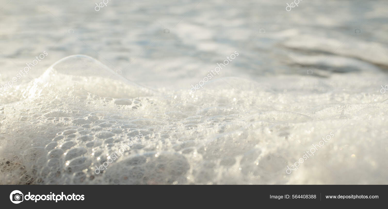 Sea Foam Water Surface Texture Close View Sandy Beach Sand Stock Photo ...