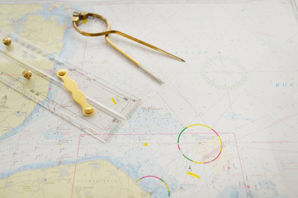 Antique W HC 6" brass dividers calipers nautical navigation chart tool ...