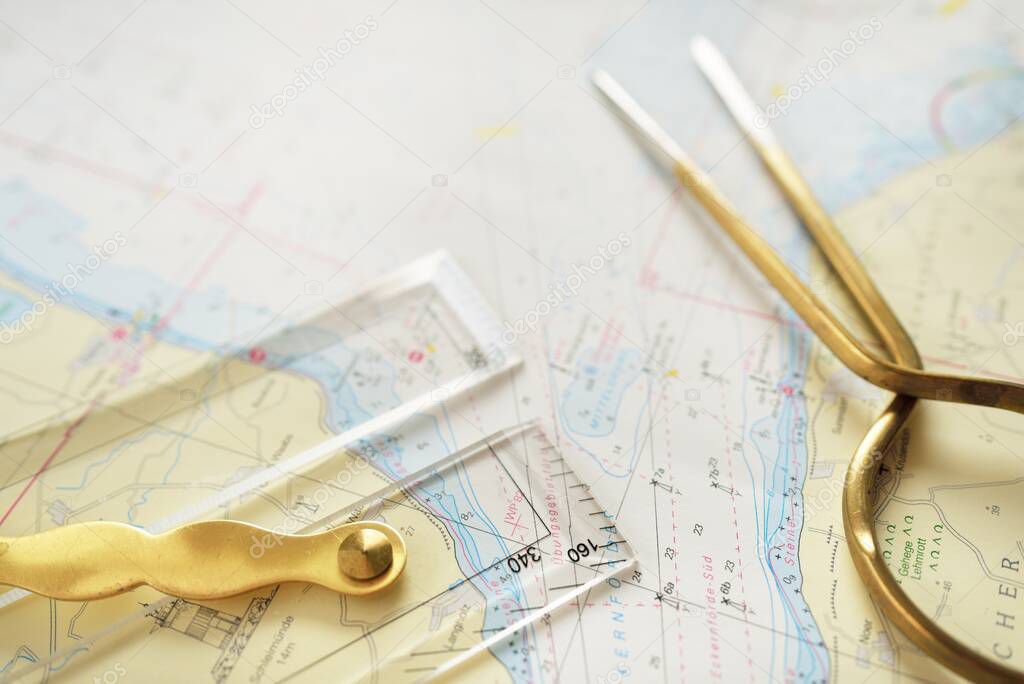 Antique W HC 6" brass dividers calipers nautical navigation chart tool ...