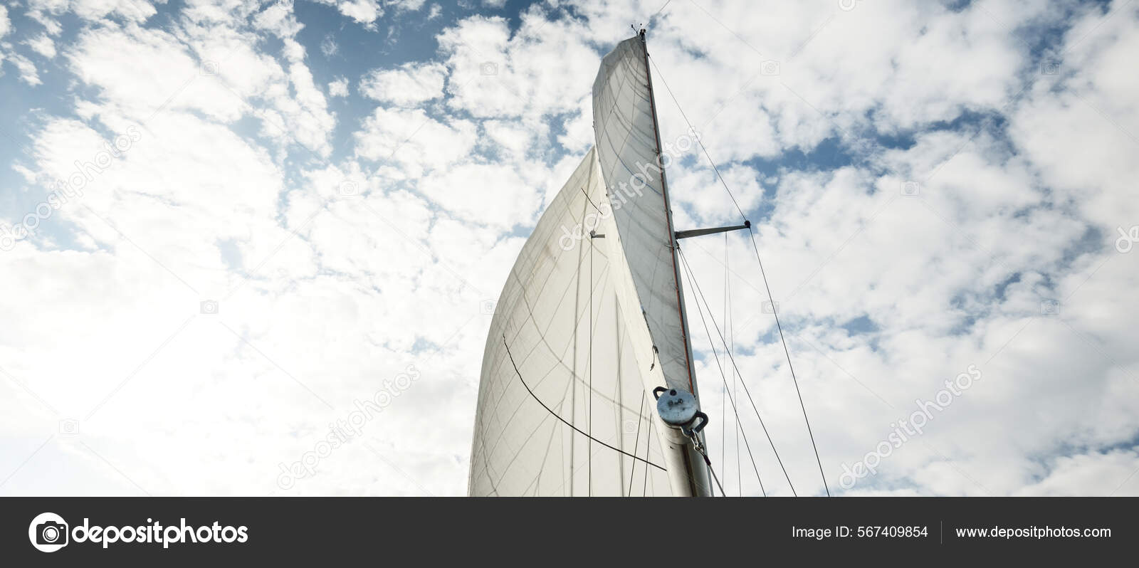 White Sloop Rigged Yacht Sailing Baltic Sea Sunset View Cockpit — Stock ...
