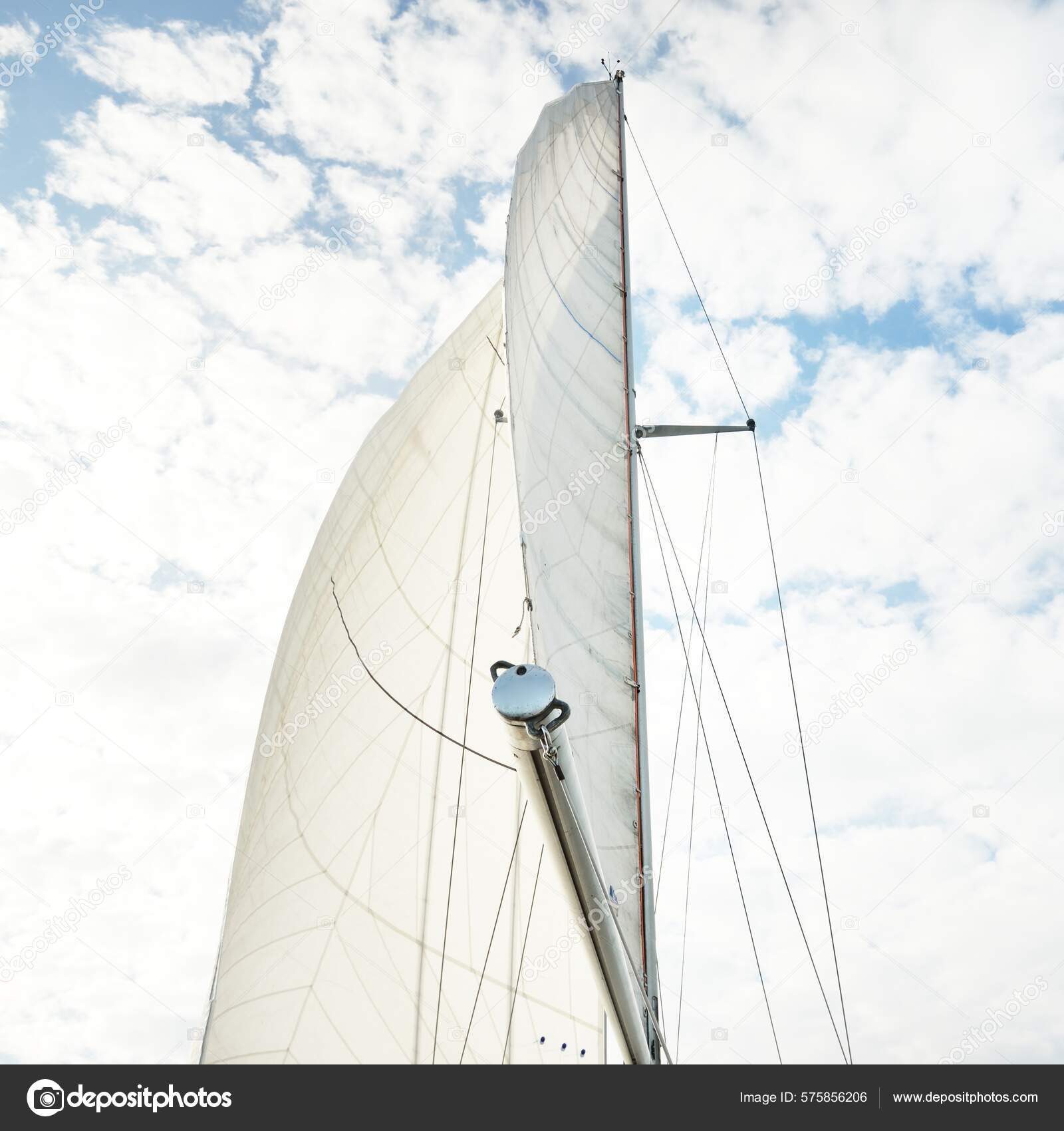White Sloop Rigged Yacht Sailing Baltic Sea Sunset View Cockpit Stock ...