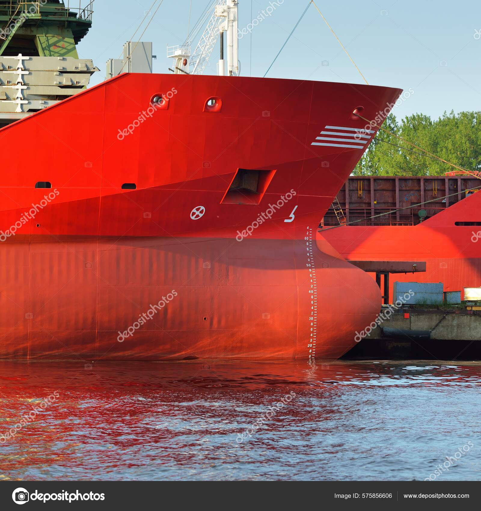 Buque Rojo Carga General Metros Eslora Cargando Terminal Portuaria ...