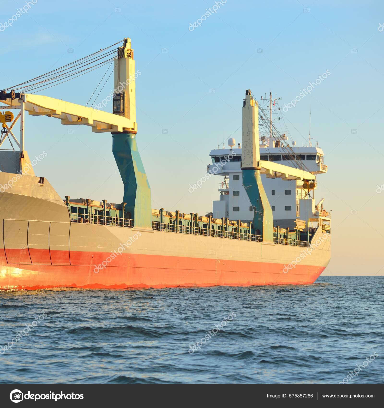 Large Crane Ship General Cargo 146 Meters Length Sailing Open — Stock ...