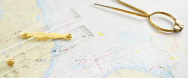 Antique W HC 6" brass dividers calipers nautical navigation chart tool ...