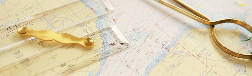 Antique W HC 6" brass dividers calipers nautical navigation chart tool ...