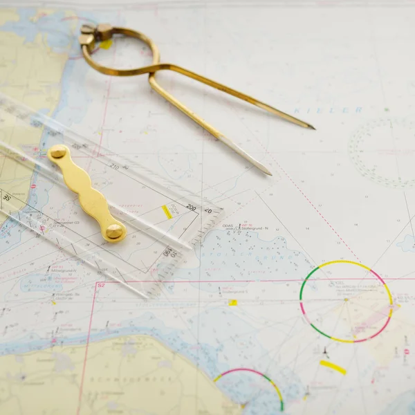 Antique W HC 6" brass dividers calipers nautical navigation chart tool ...