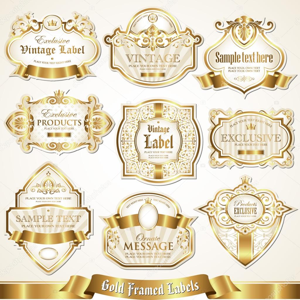White gold-framed labels set 3 Stock Vector Image by ©bluepencil #34616505