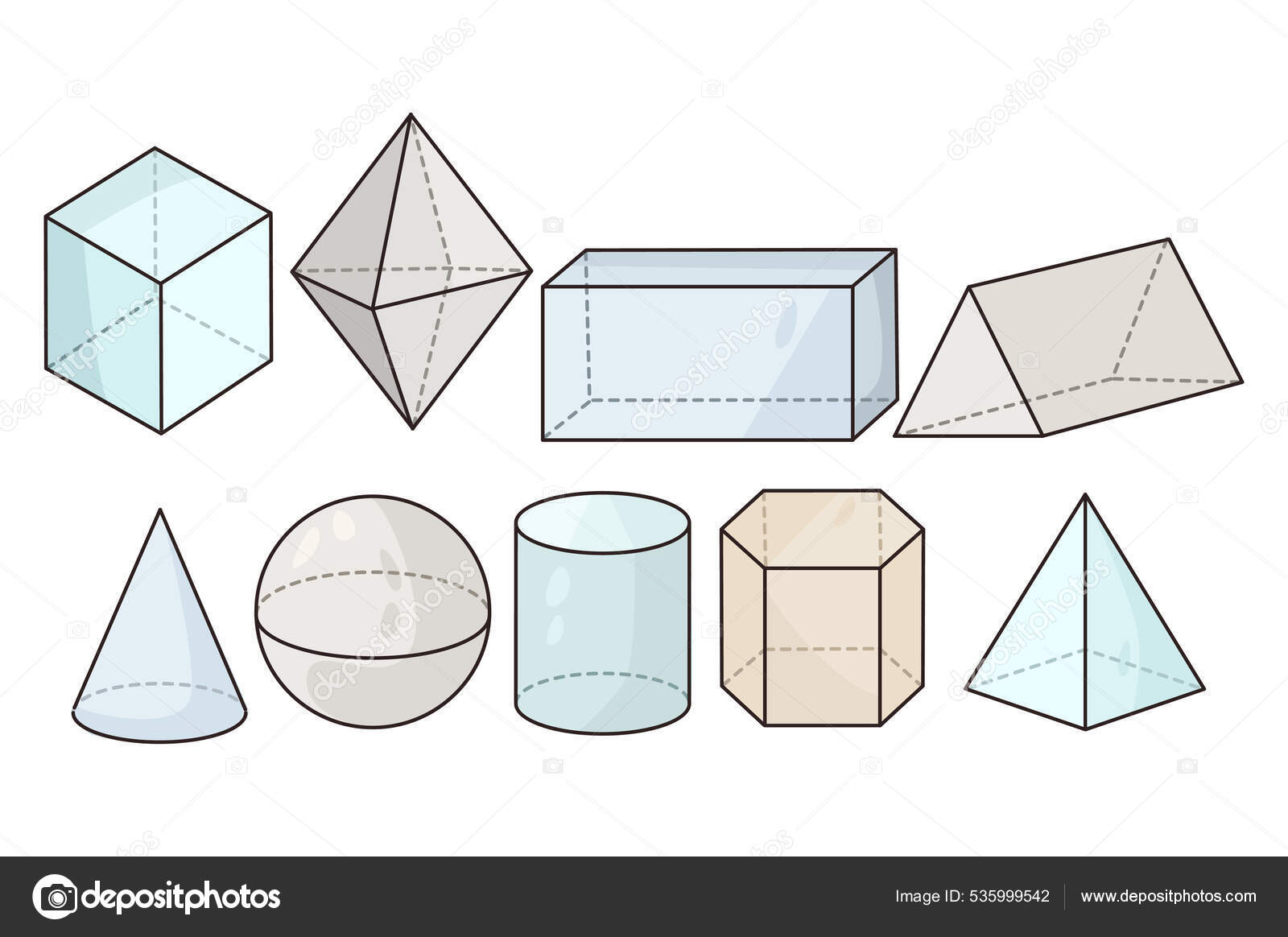 Conjunto de figuras geométricas 3d para la clase de matemáticas Vector ...