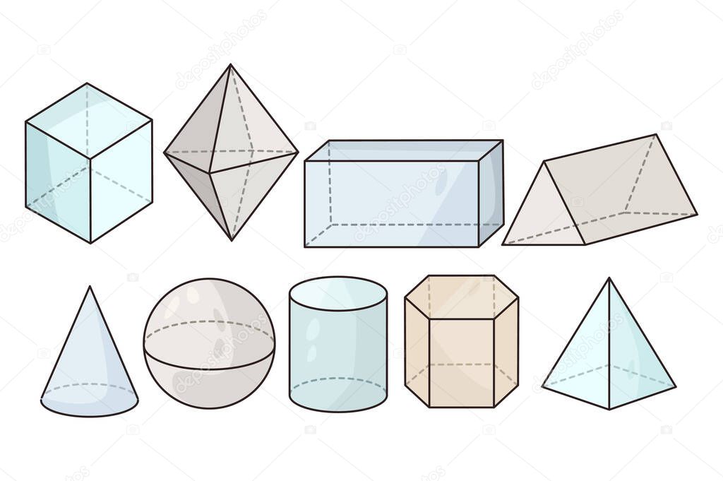 Conjunto de figuras geométricas 3d para la clase de matemáticas 2024 Conjunto de figuras geométricas 3d para la clase de matemáticas 2024