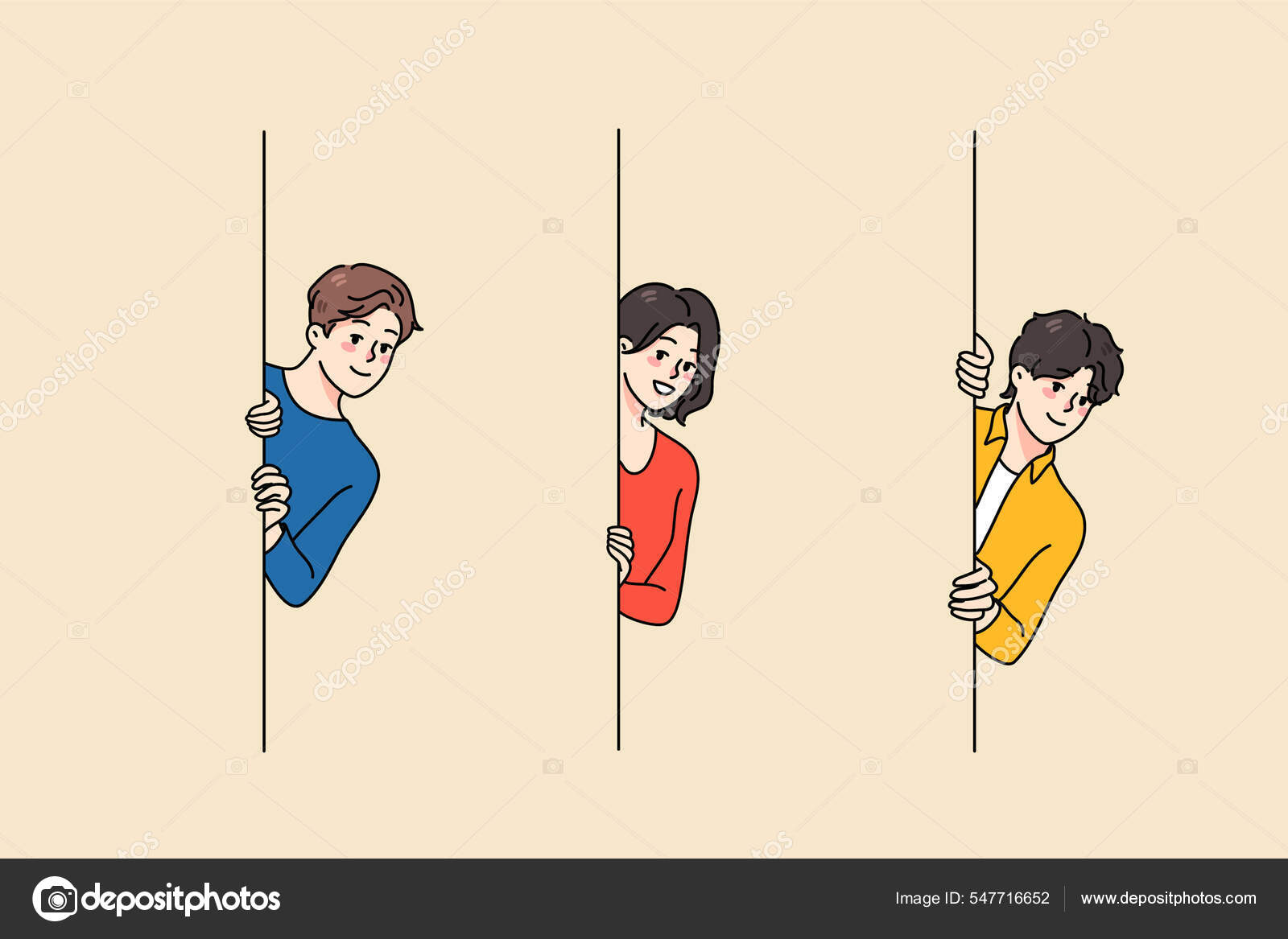 Diverse people peeking from around corner Stock Vector Image by ©Elada ...