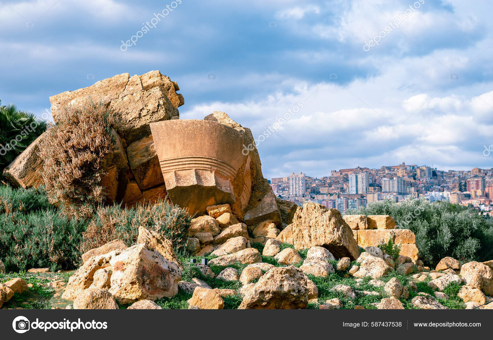 Ruins Temple Olympian Zeus Valley Temples Acragas Ancient Greek City ...