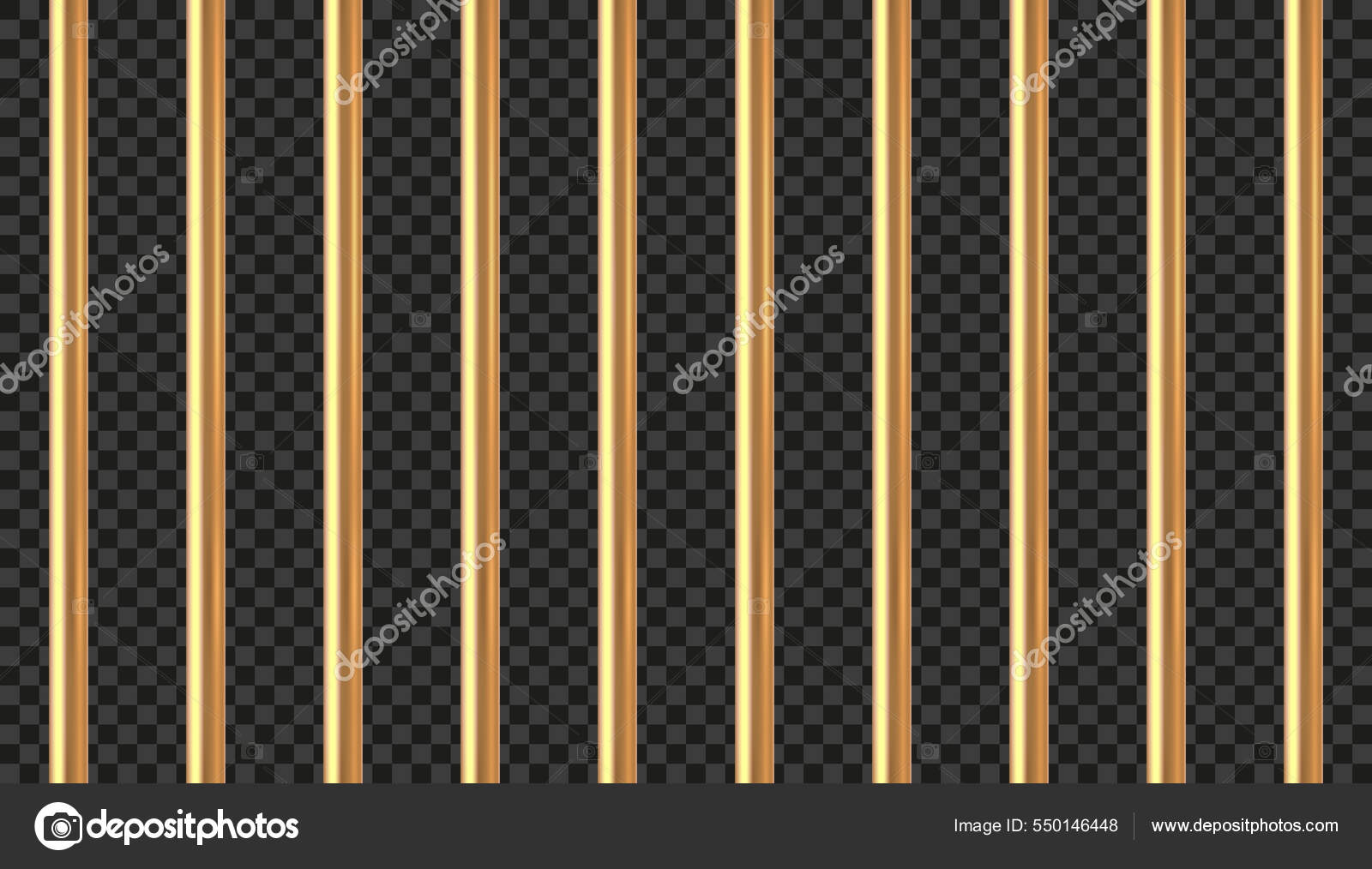 Gold prison bars on black transparency. Golden cage concept. Realistic ...