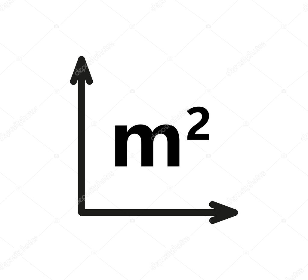 Square Meter icon. M2 sign. Flat area in square metres . Measuring land ...