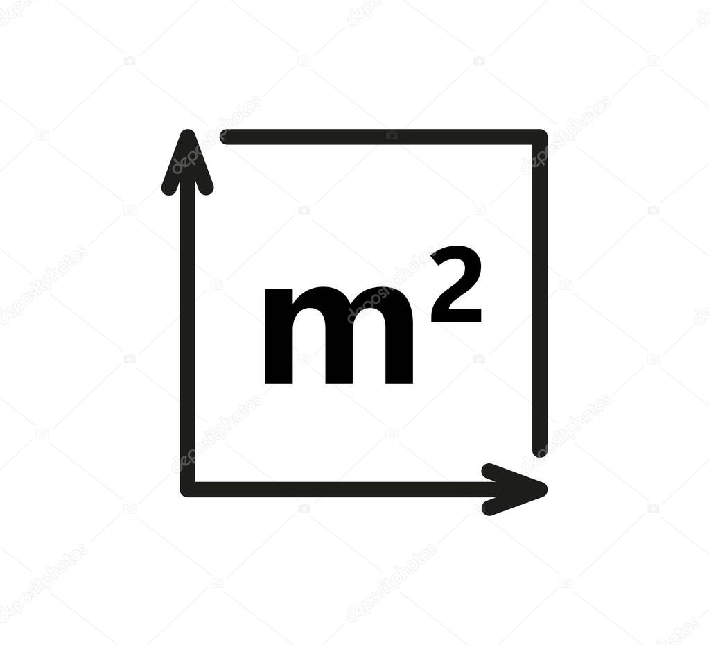 Square Meter icon. M2 sign. Flat area in square metres . Measuring land ...