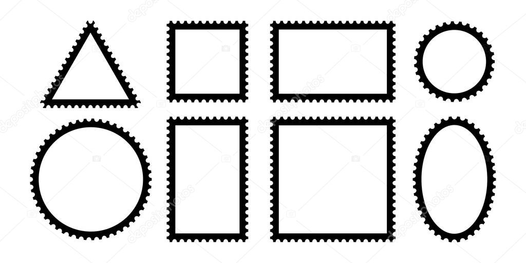 Postage Stamp Frames Empty Border Template For Postcards And Letters