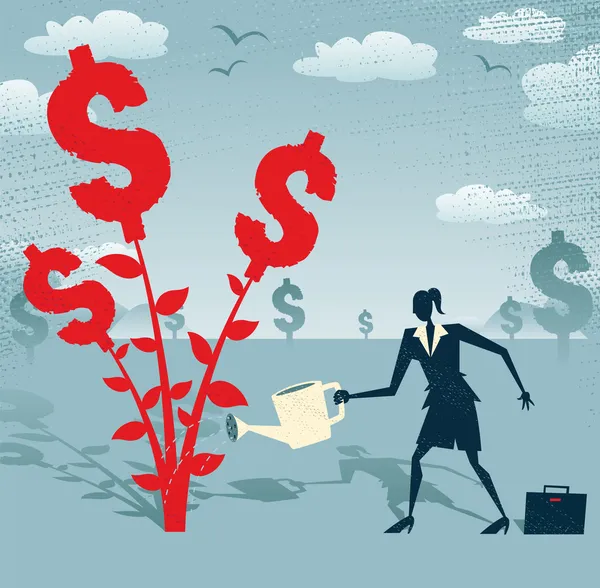Businessman grows a Dollar Tree. — Stock Vector © jorgenmac #51215747 Businessman grows a Dollar Tree. — Stock Vector © jorgenmac #51215747