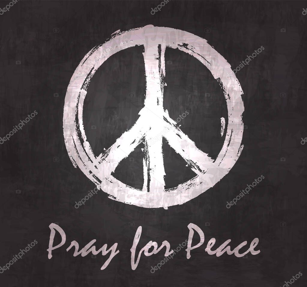 Símbolo de paz. Mano realista dibujada por la pintura de textura de ...