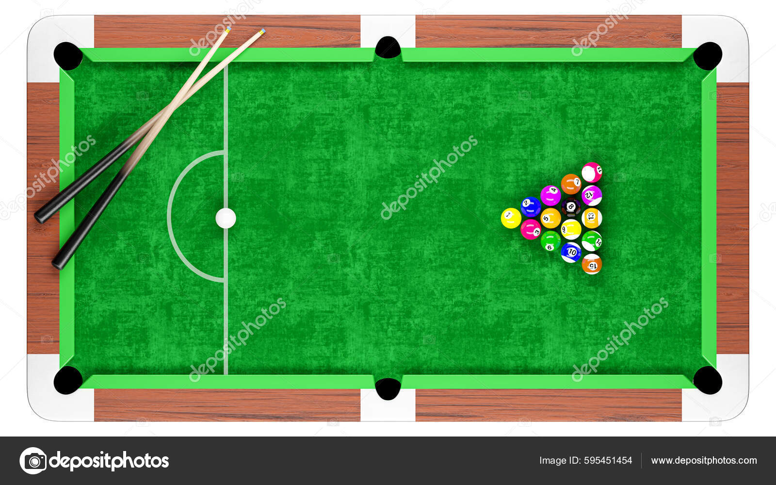 Snooker Pool Table Billiards Ball Arrangement Cue Top Orthographic View ...