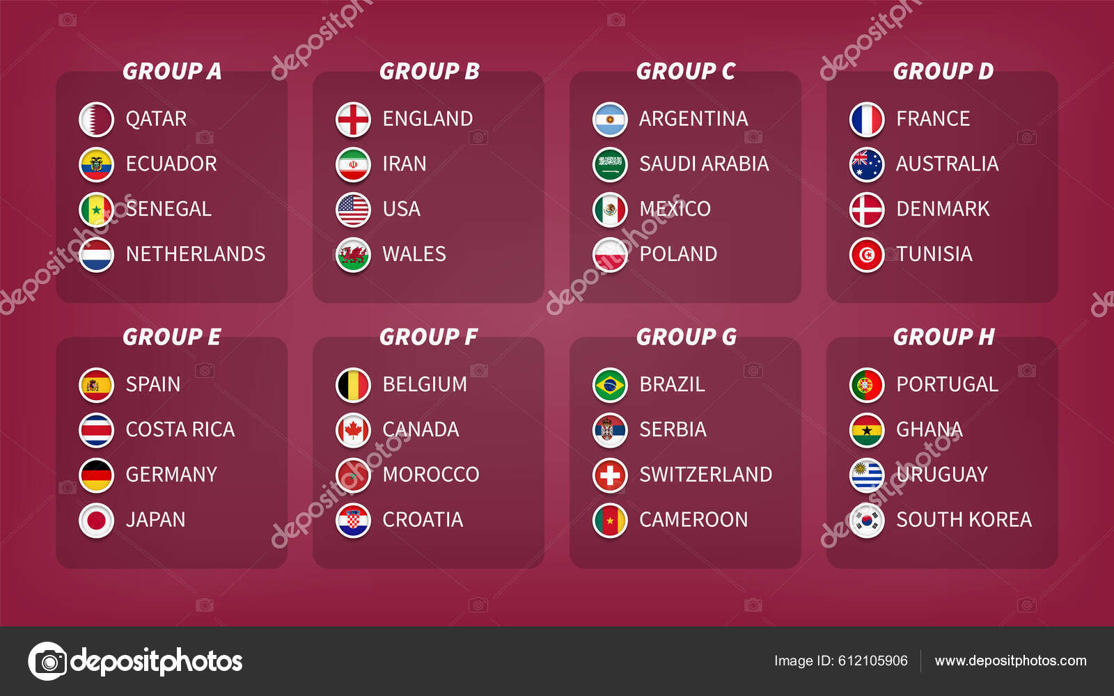 Qatar Fifa World Cup Soccer Tournament 2022 Teams Final Draw Stock ...