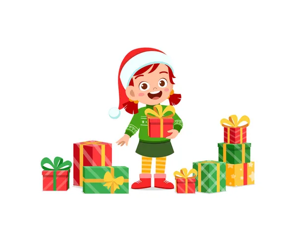 Happy Cute Little Kid Boy Girl Wearing Red Christmas Costume Stock ...