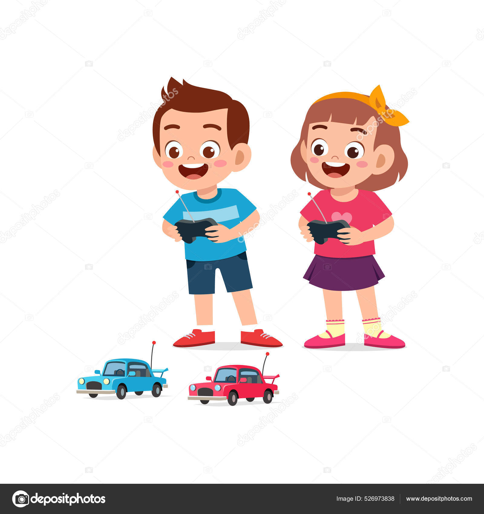 Little Boy Play Remote Control Toy Car Friend Stock Vector Image by ...