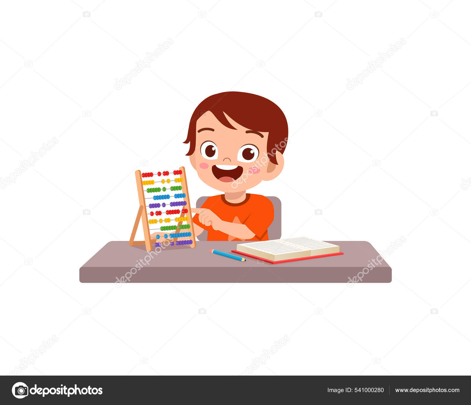 Cute Little Boy Study Math Using Wood Tool Stock Vector Image by ...