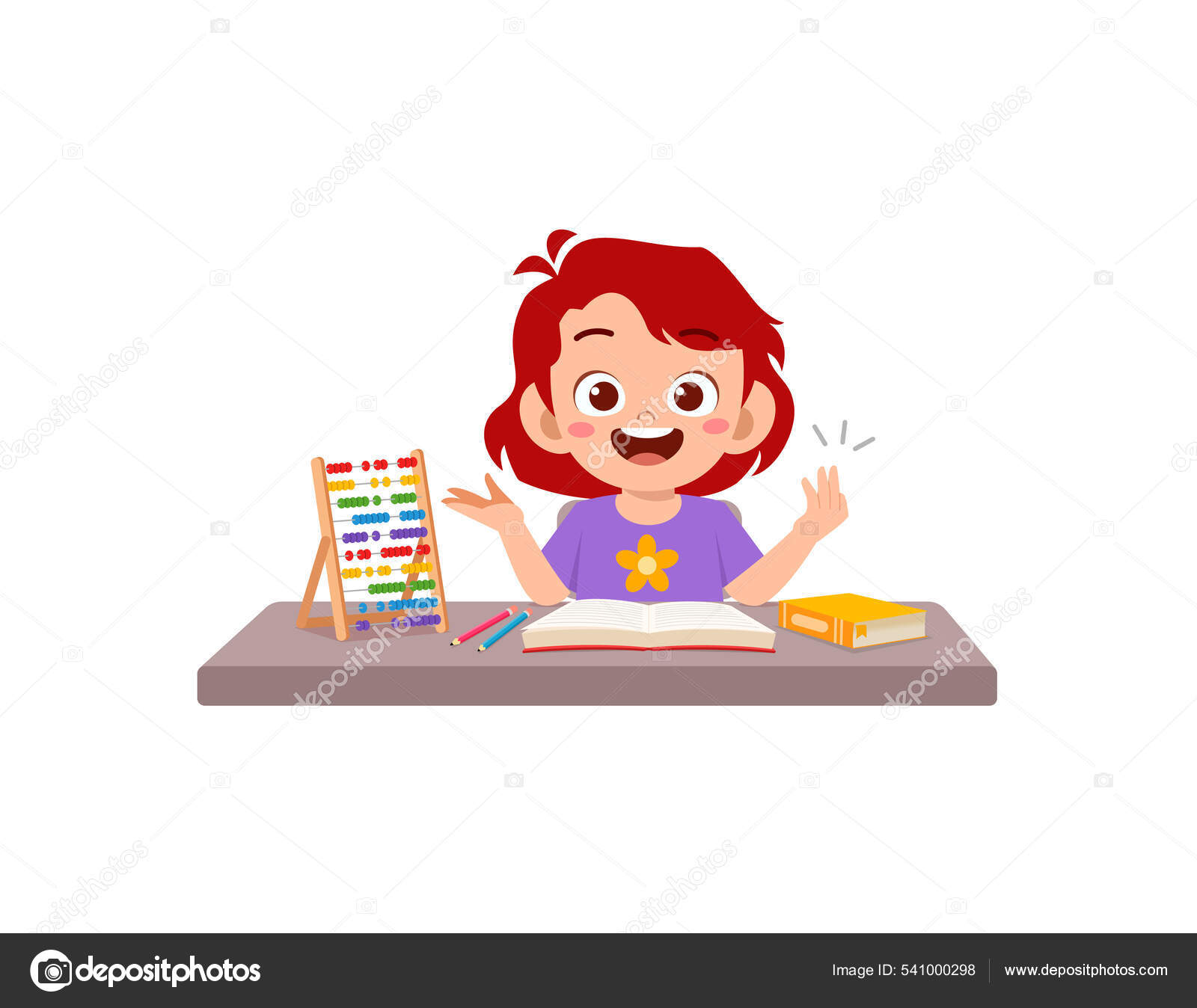 Cute Little Girl Study Math Using Wood Tool Stock Vector Image by ...